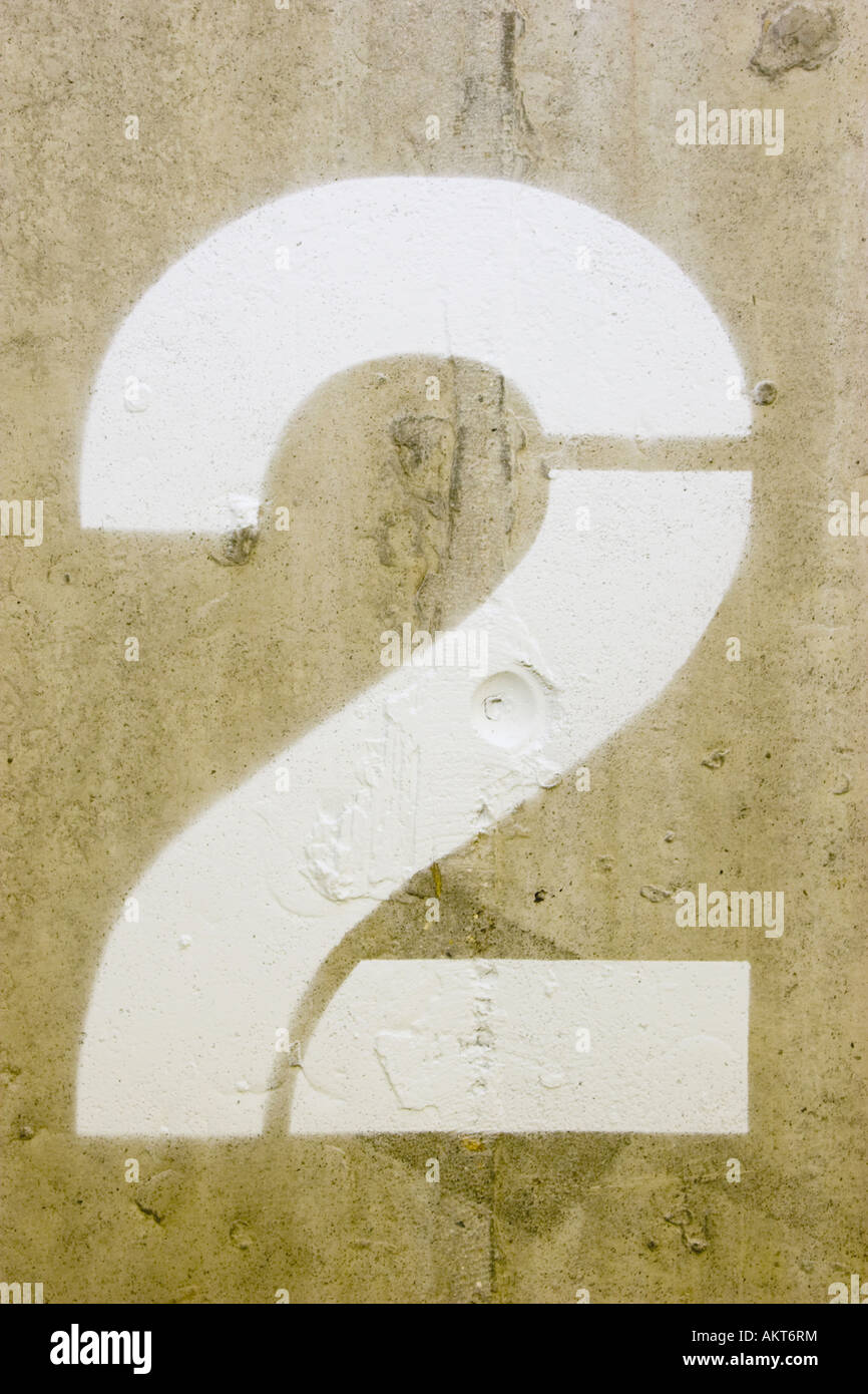 number 2 stencil painted on wall Stock Photo - Alamy