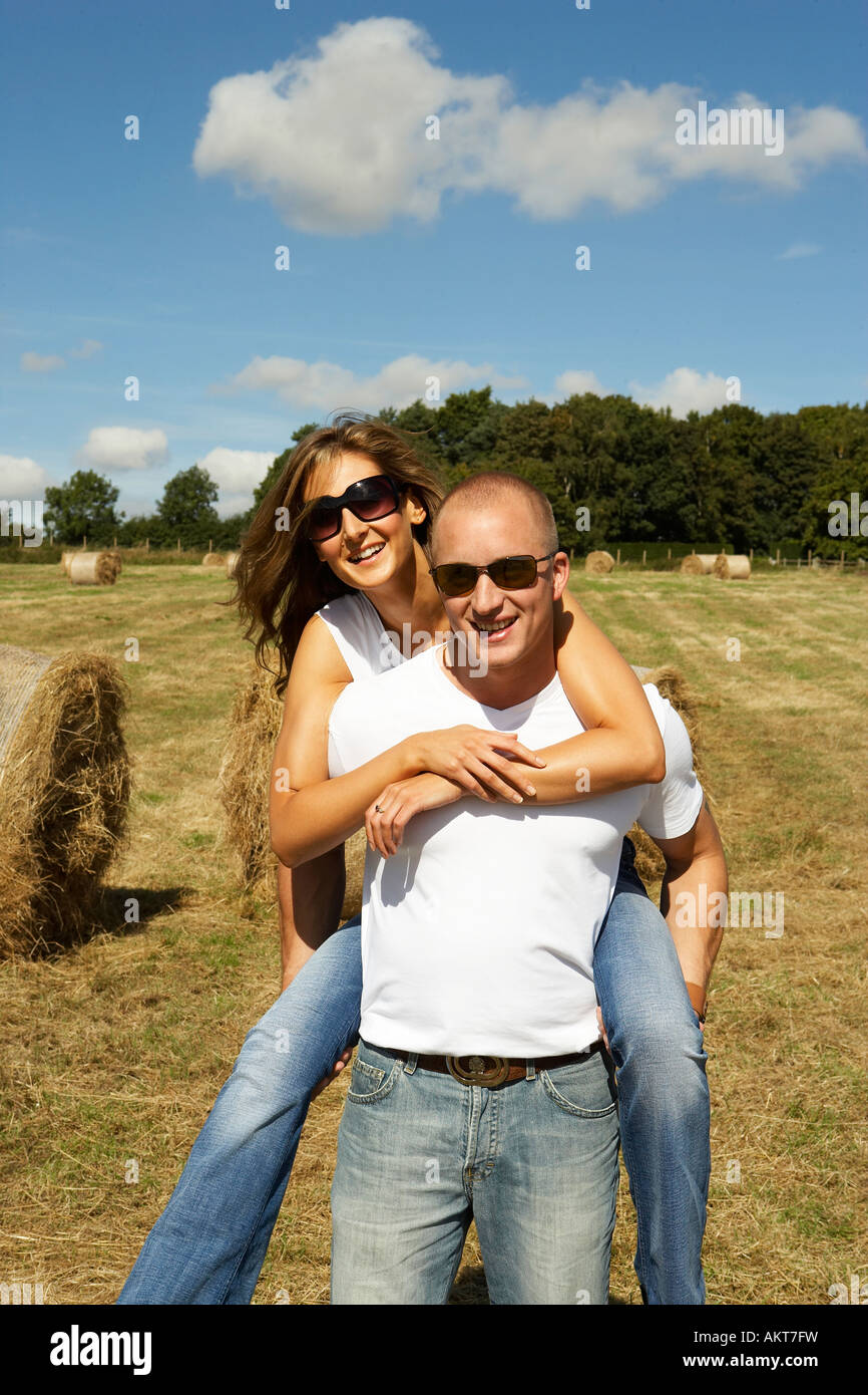 Boyfriend & Girlfriend having fun in the countryside Stock Photo - Alamy