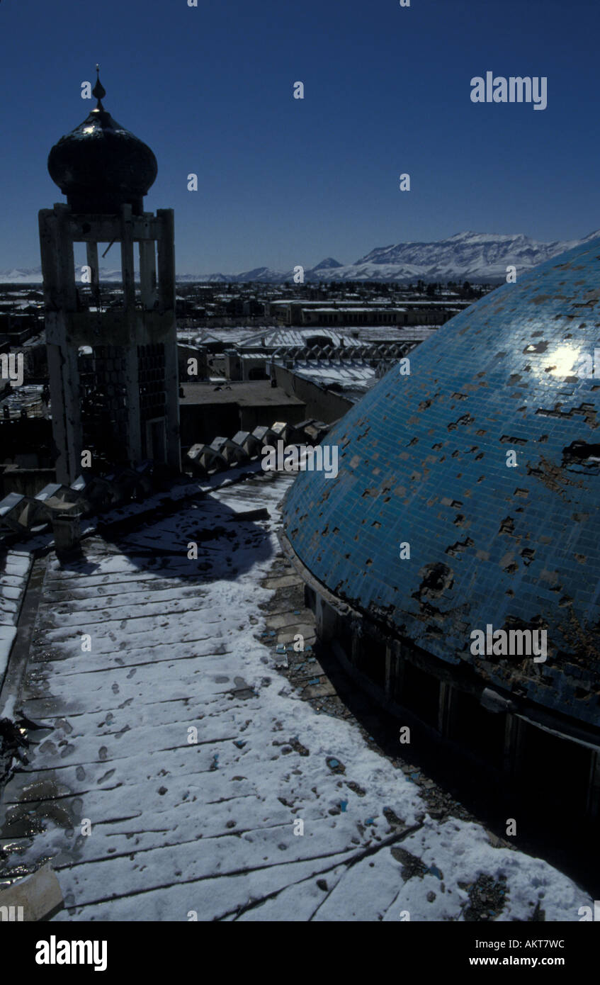 ruined mosque dome minaret and shattered city of Kabul Afghanistan ...
