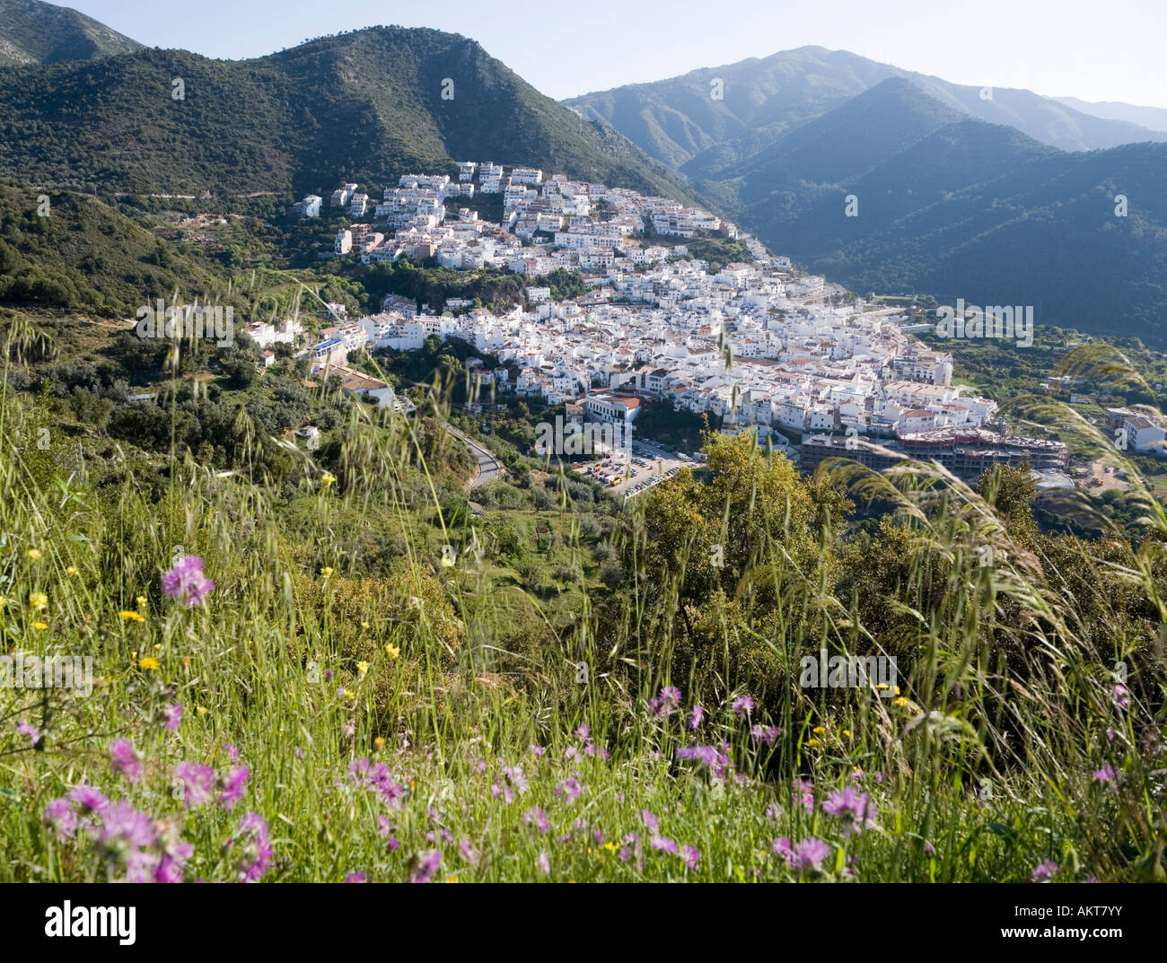 Ojen Malaga Province Spain White village inland from Marbella Stock ...