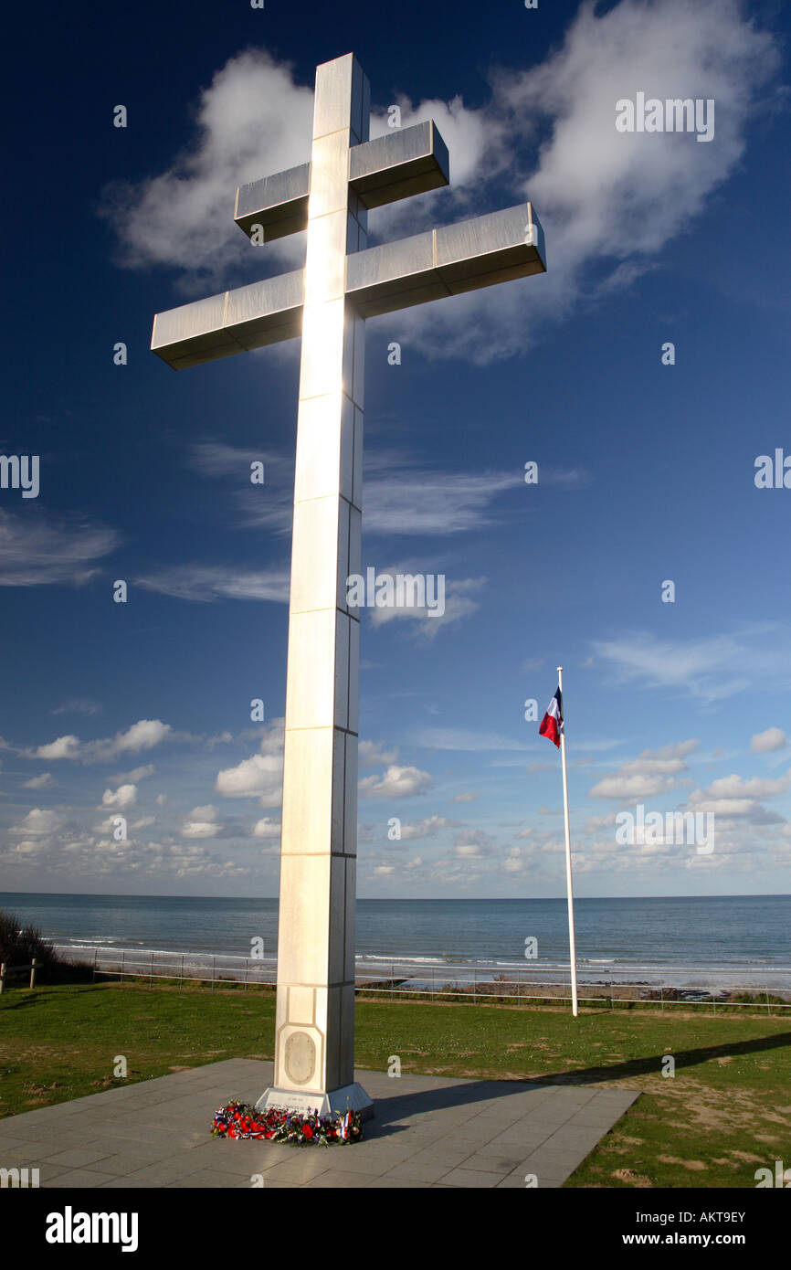 A memorial to the Free French army on Juno Beach in Normandy, northern ...