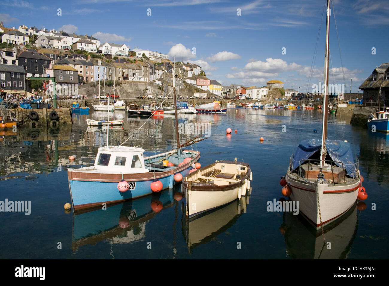 Mevagissey Harbour, in the St Austell Bay. A popular tourist spot ...