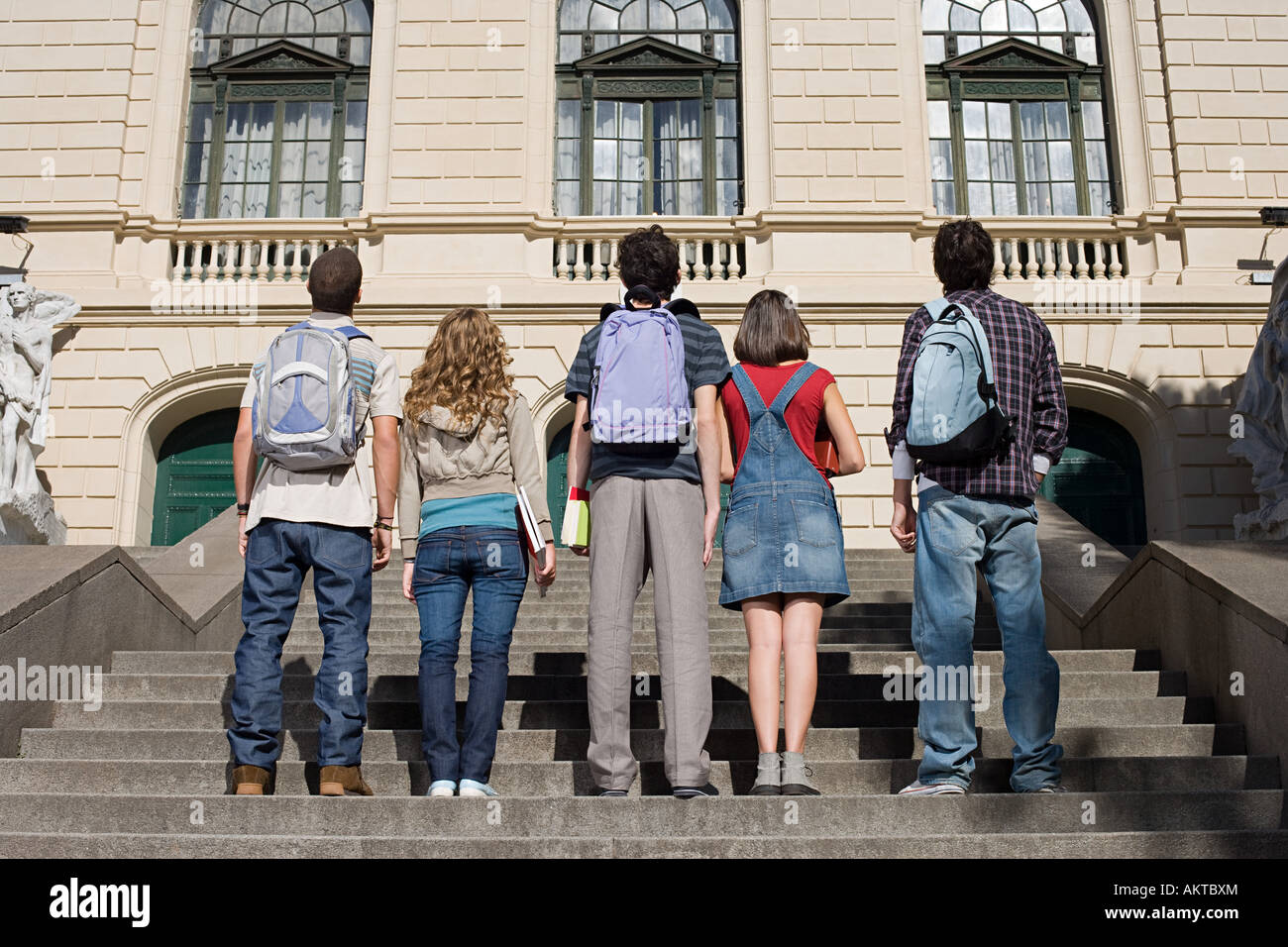 High school students standing on stairs Stock Photo - Alamy