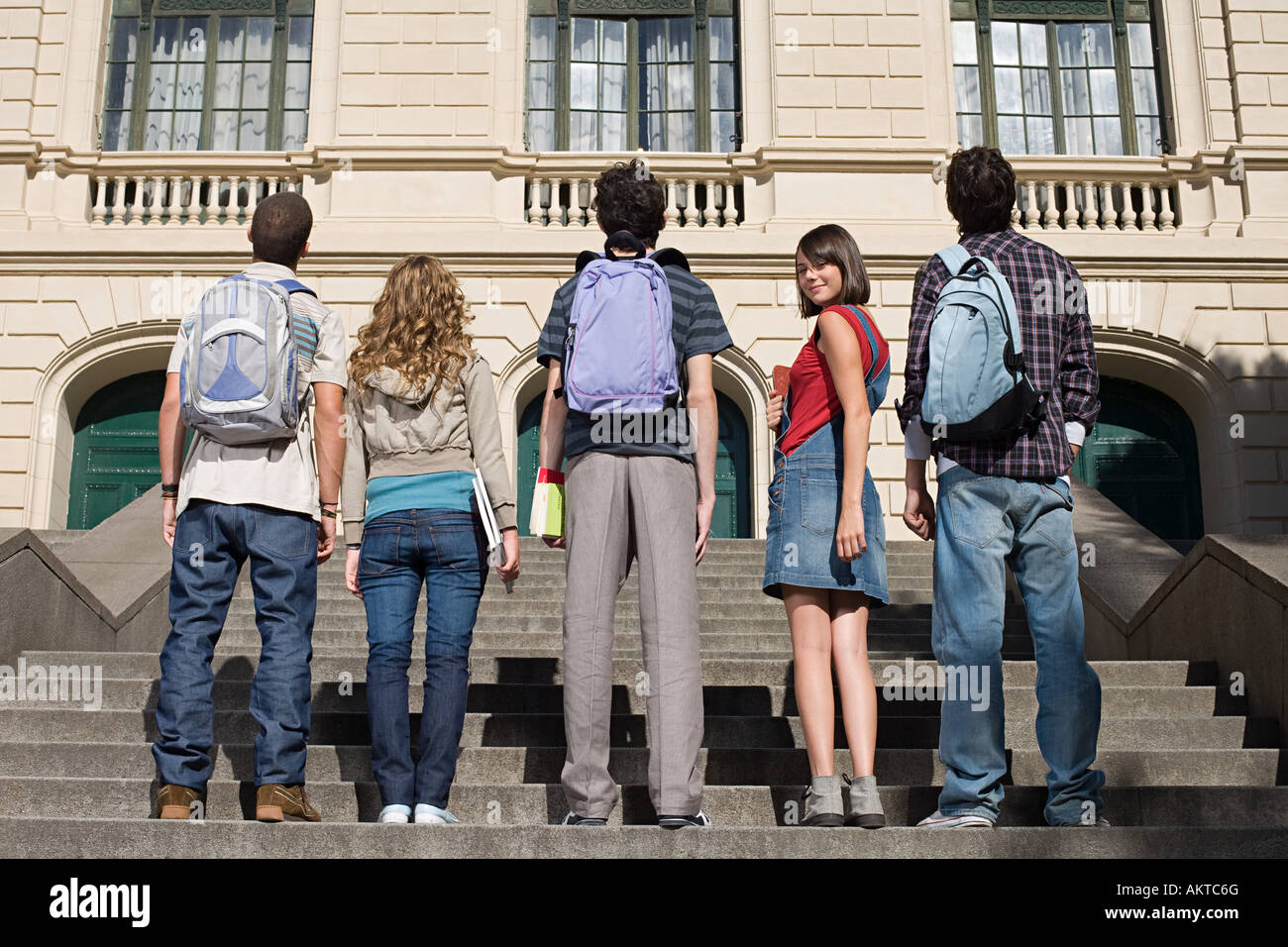 High school students standing on stairs Stock Photo - Alamy