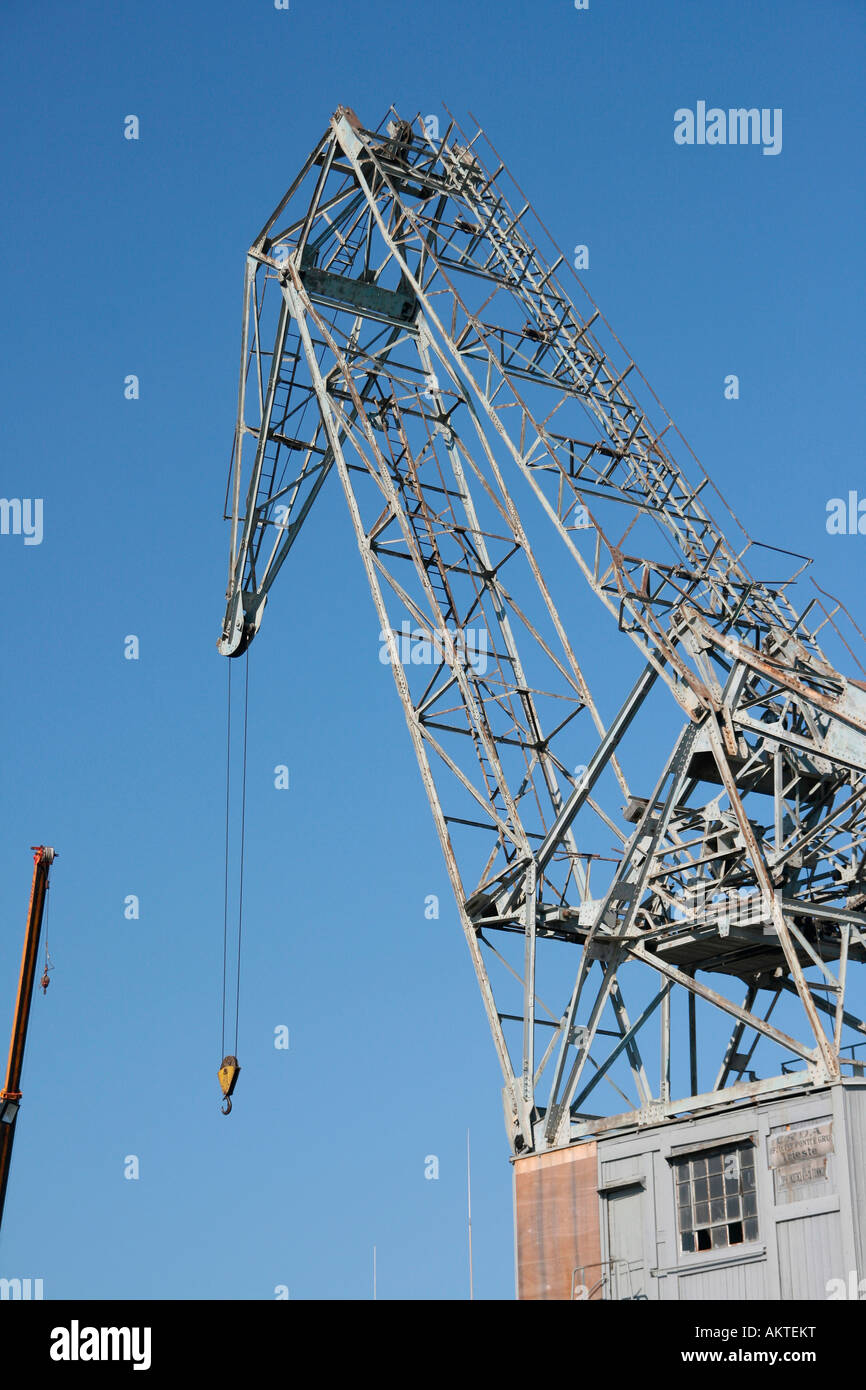 old cargo crane above ship loading at piraeus athens greece Stock Photo ...