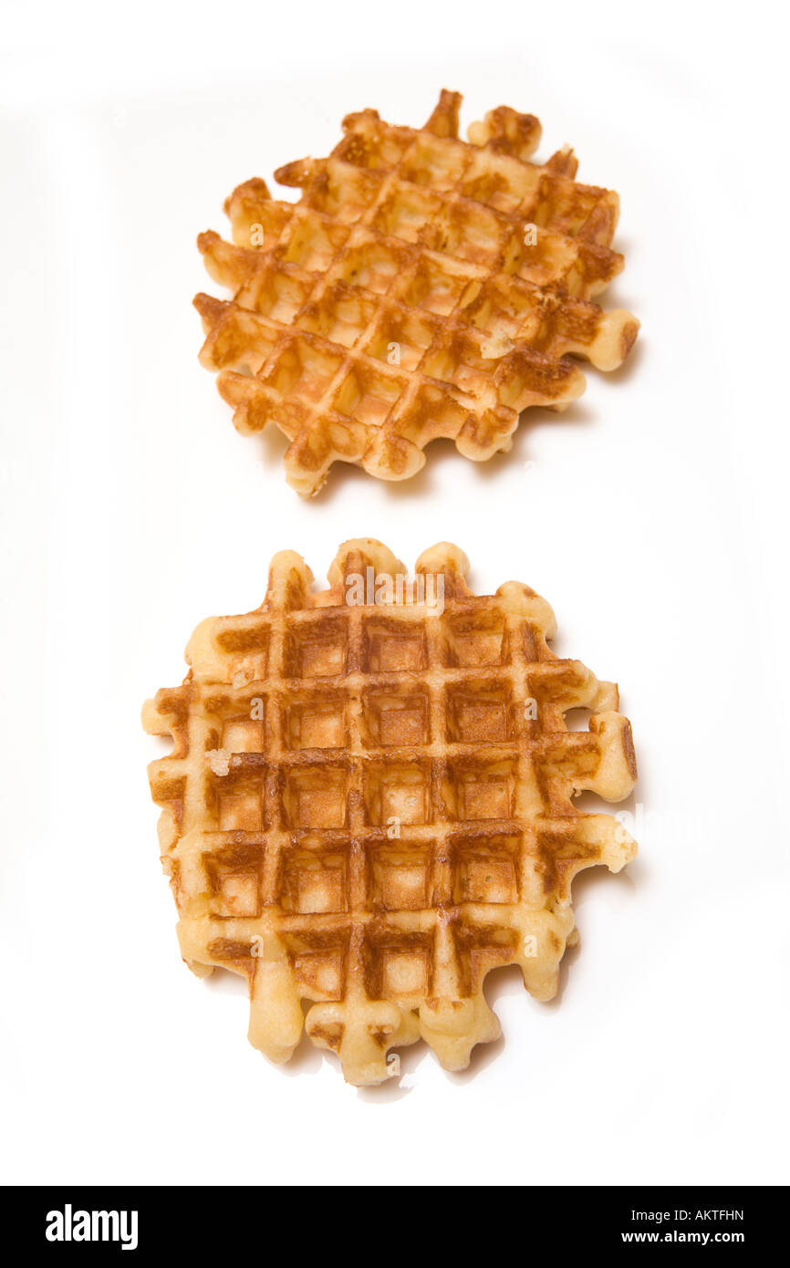 Belgian butter waffles isolated on a white studio background Stock ...