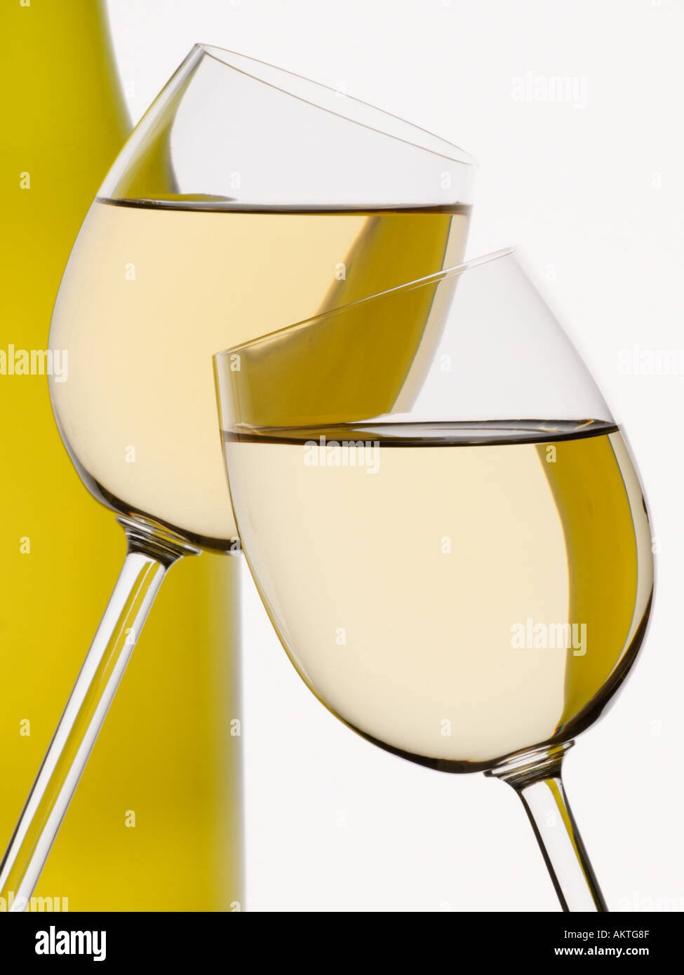 White wine glasses bottle Stock Photo - Alamy