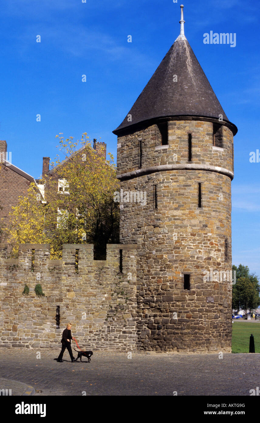 Netherlands, Maastricht, first medieval city-wall (XIIIe century Stock ...