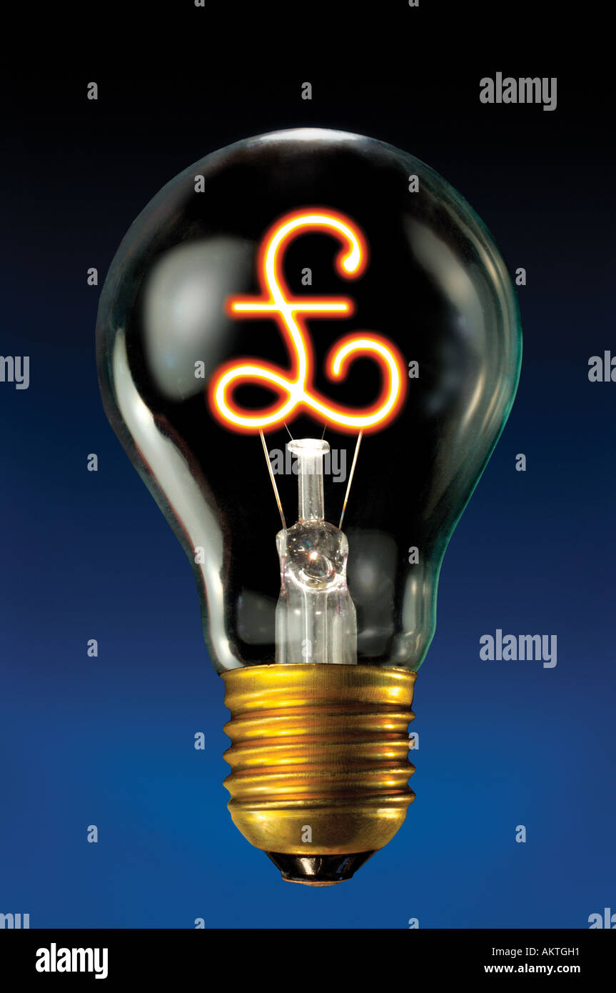 electric light bulb with Pound symbol filament Stock Photo - Alamy