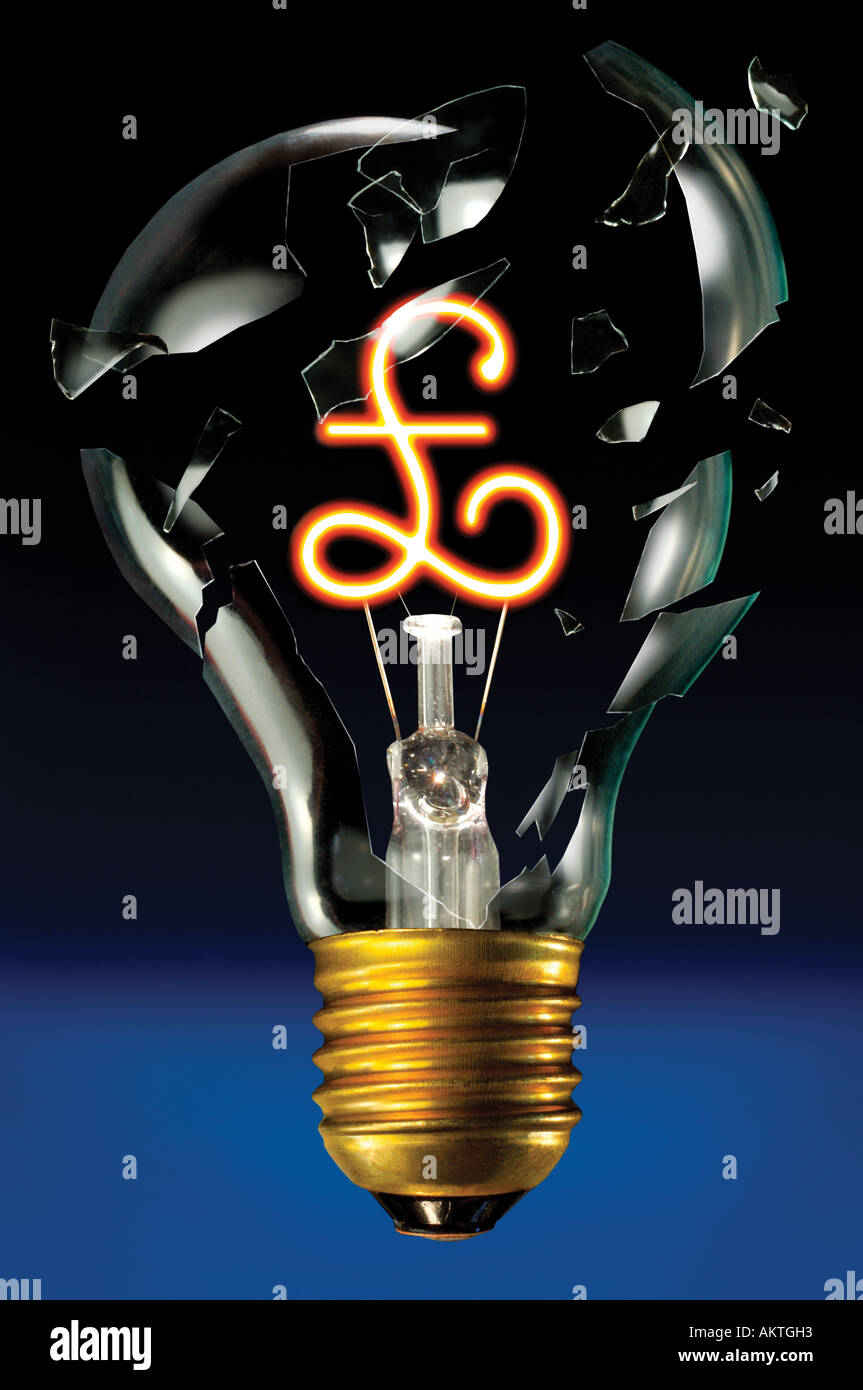 exploding electric light bulb with Pound symbol filament Stock Photo ... exploding electric light bulb with Pound symbol filament Stock Photo ...