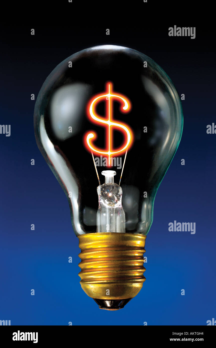 electric light bulb with Dollar symbol filament Stock Photo - Alamy