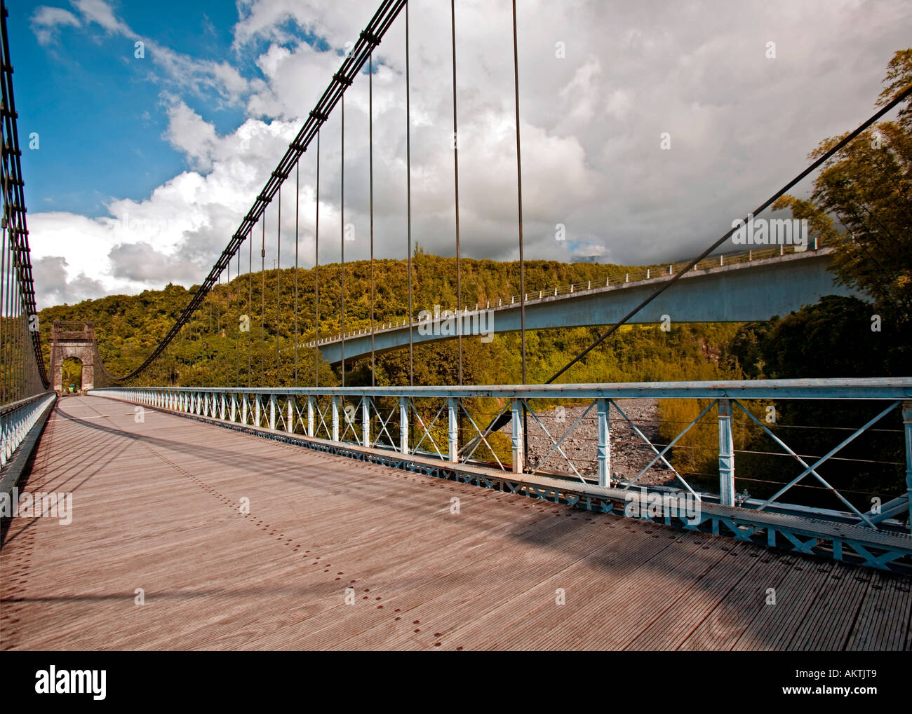 [Historic ^Suspension ^Bridge] with newer replacement alongside ...