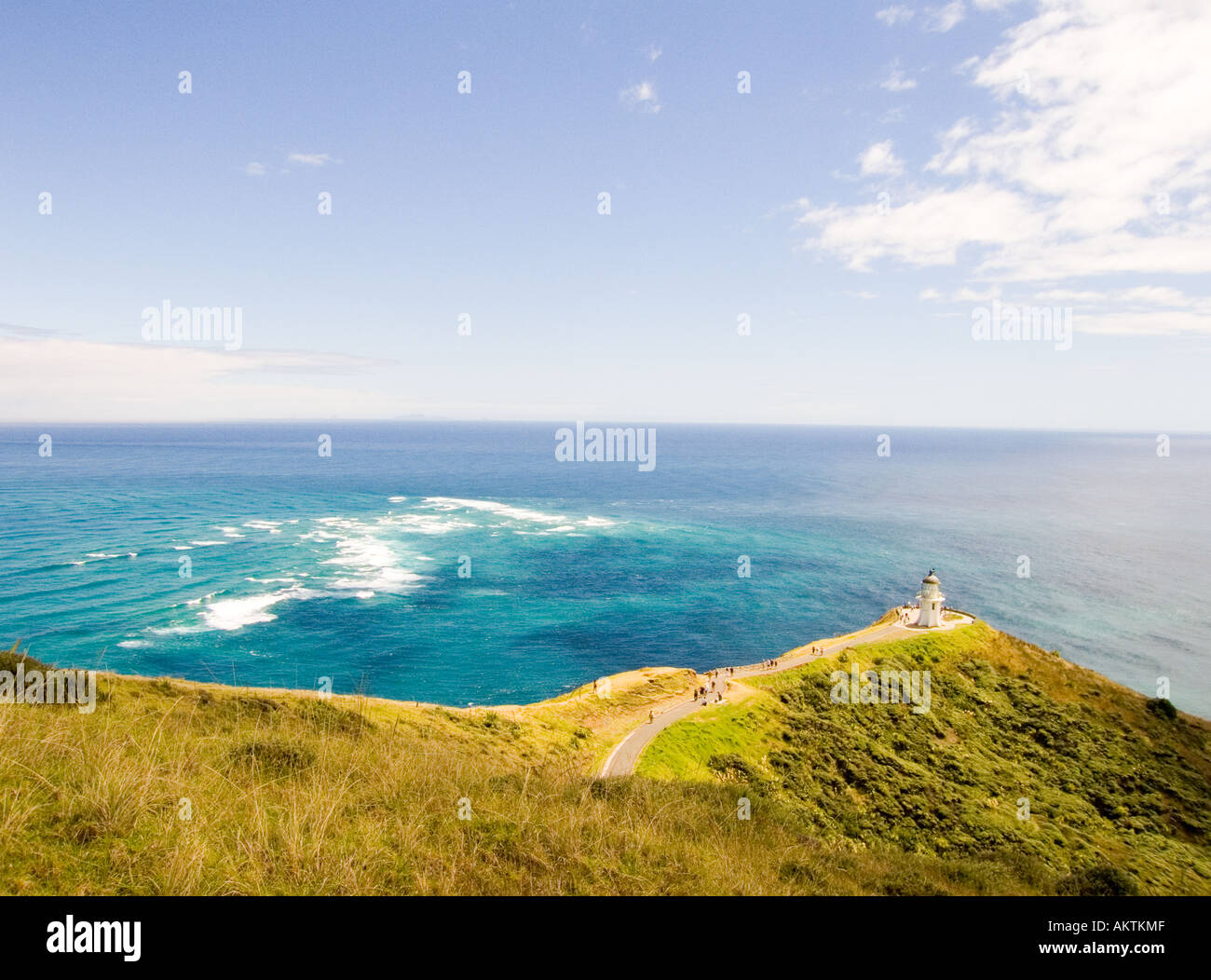 the lighthouse on the cliffs of cape reinga north island new zealand ...
