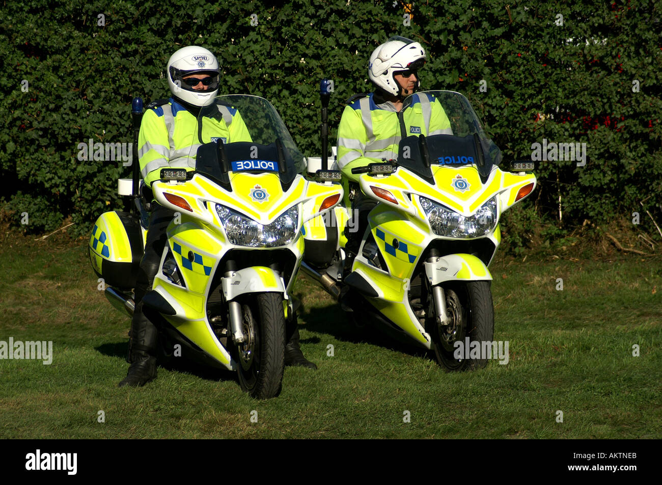Two highway patrol policemen on motor bikes Stock Photo - Alamy