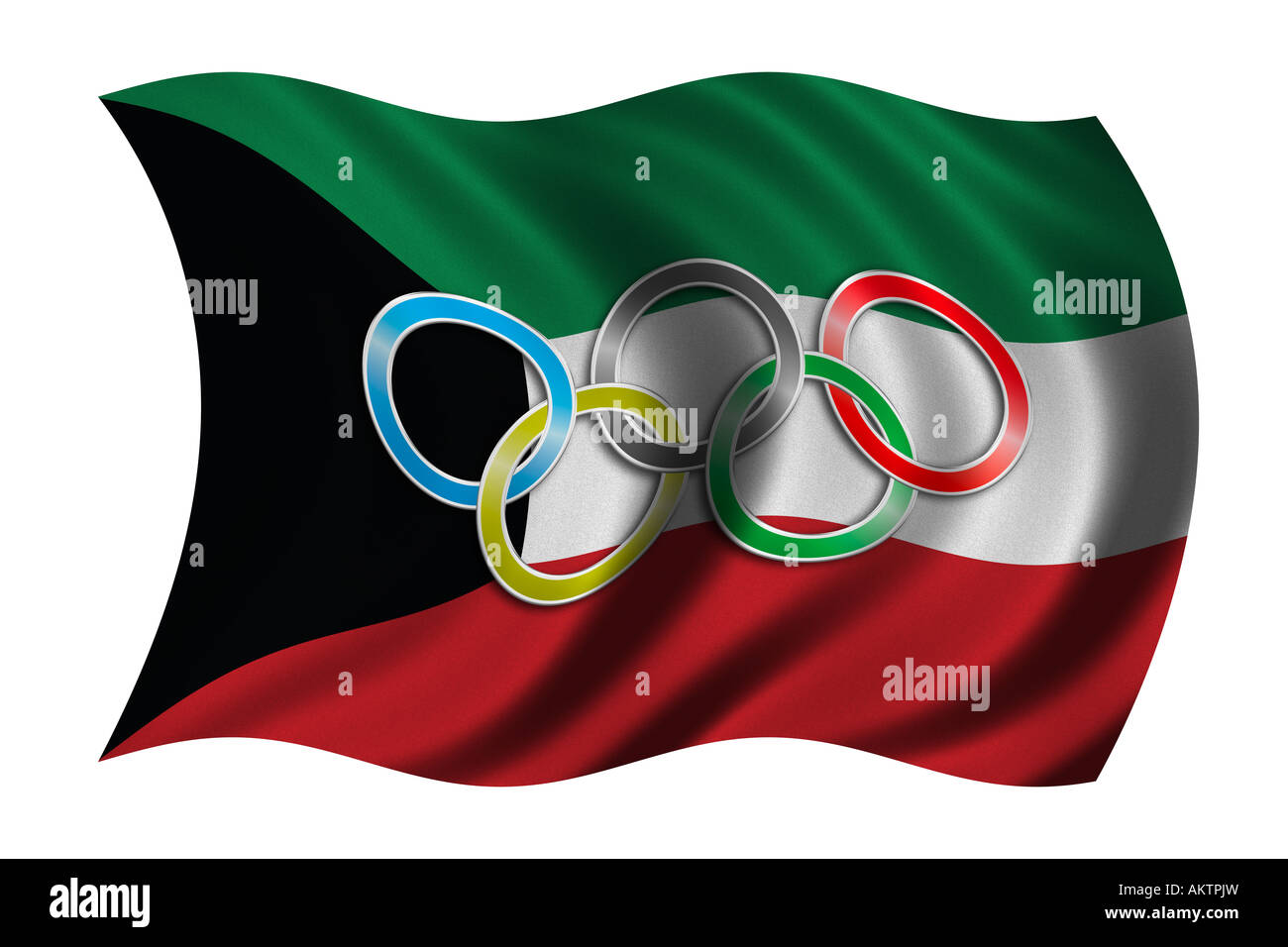 Flag of Kuwait with olympic symbol Stock Photo - Alamy
