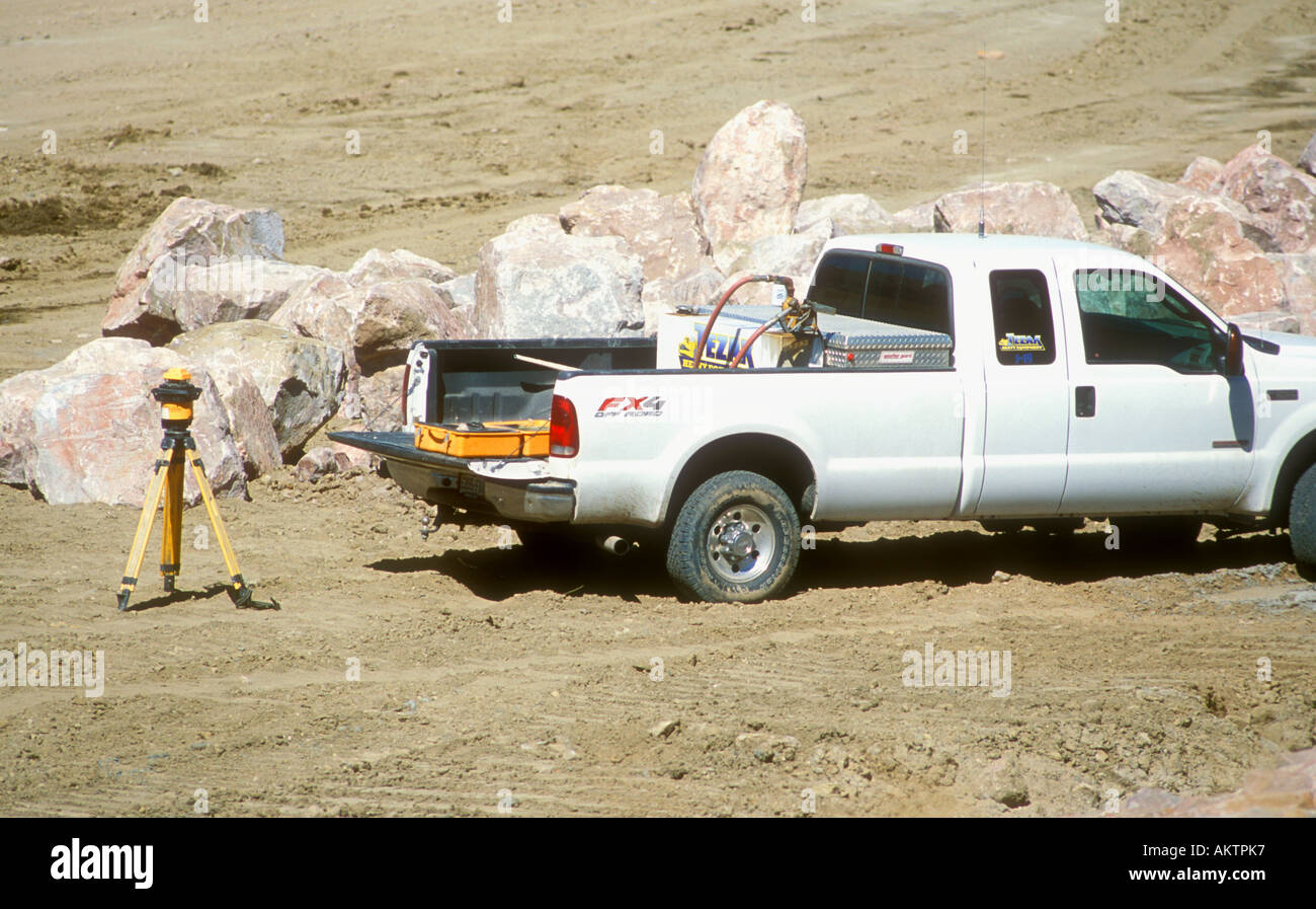 A transit sight on a tripod used during construction to acurately ...