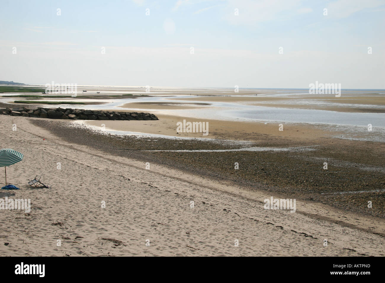 High tide looking NW on Cape Cod Bay, Brewster Stock Photo - Alamy
