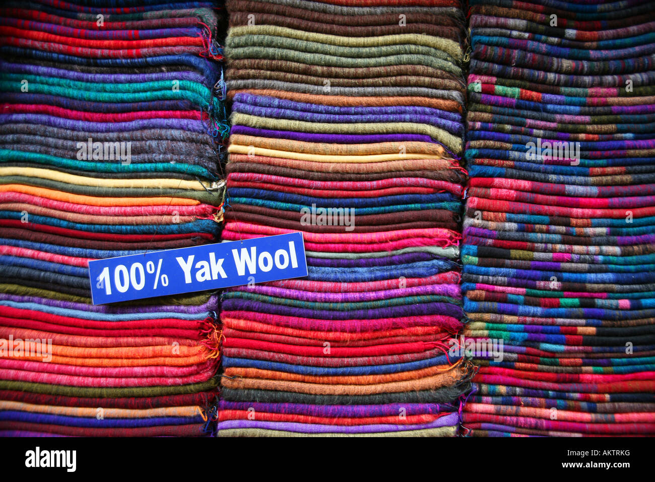 Material being sold in a shop in Kathmandu Nepal Yak wool is very ...