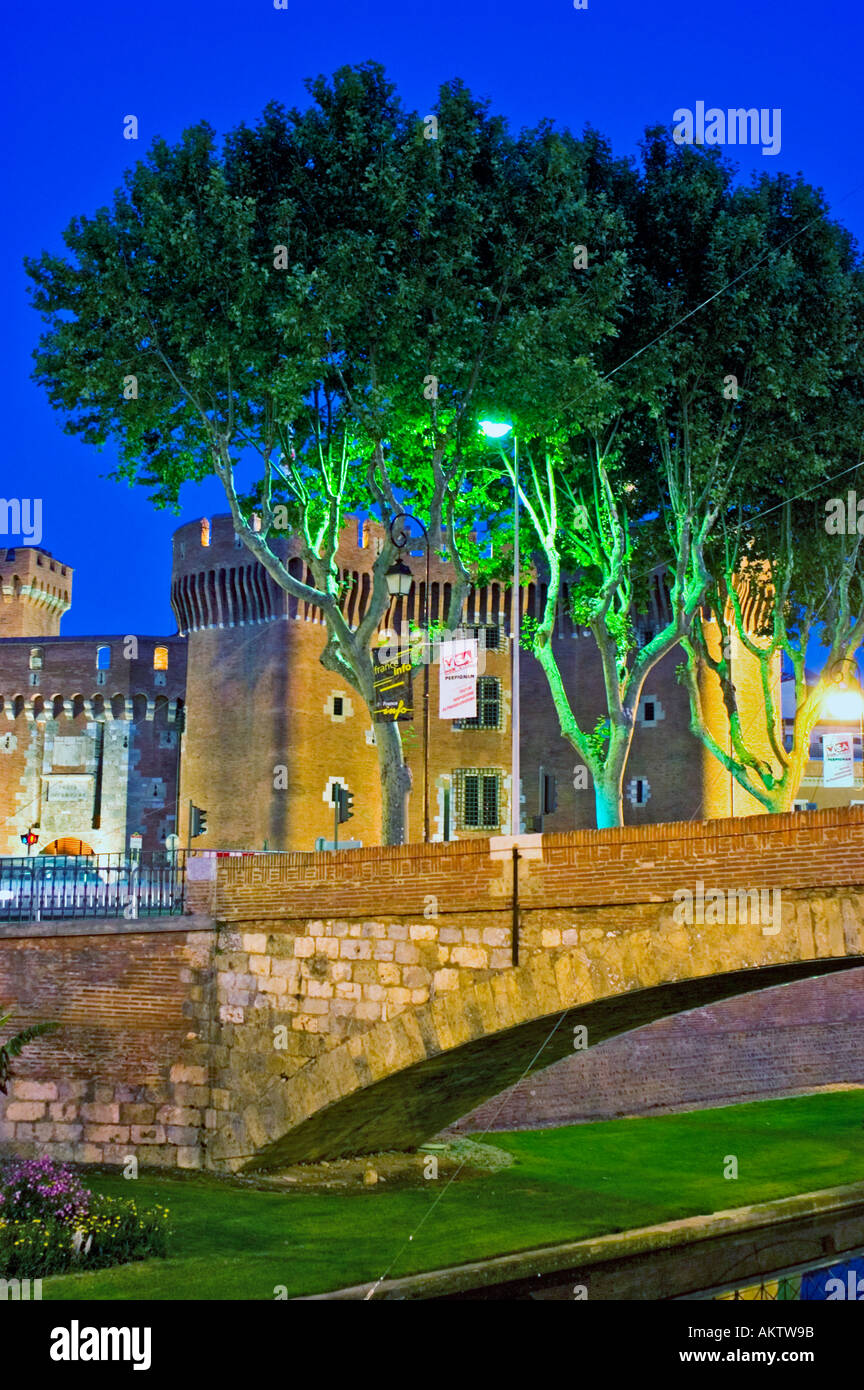 Perpignan, France, Old Town Scene, Lighting at Night with "Folk Arts ...