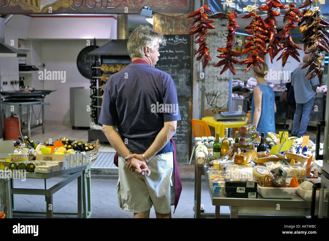 Perpignan, France, market vendor in Small Local Grocery Store French ...