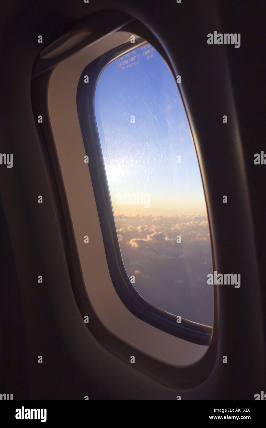 view through aircraft window while flying Stock Photo - Alamy