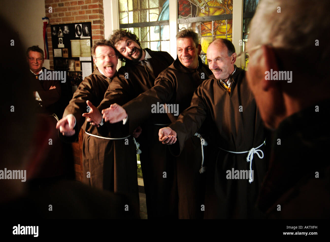 Gouda inside the St John church a choir of monks is singing Stock Photo ...