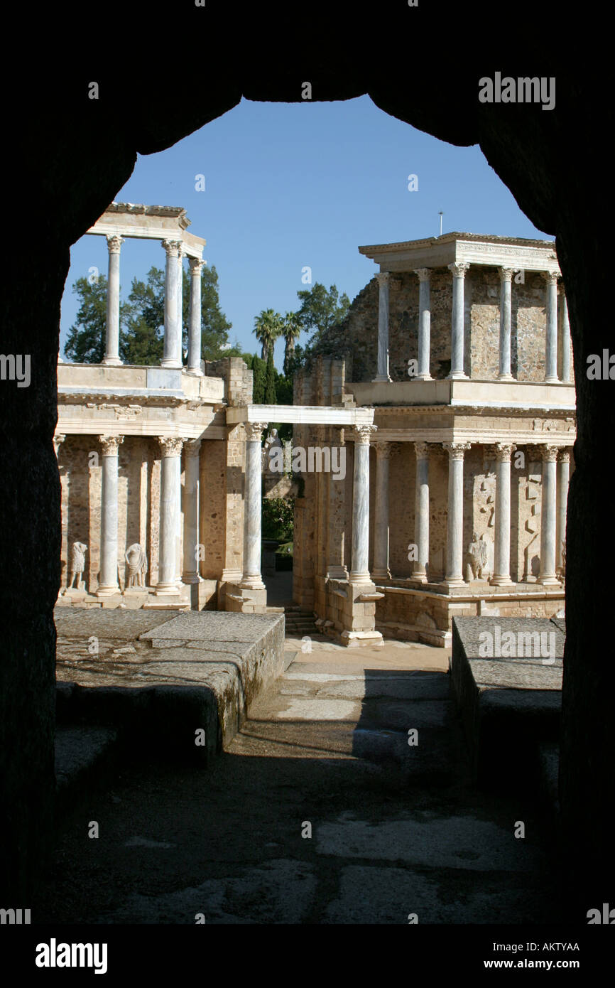 Roman amphitheatre in Merida in Extremadura, SPANIEN, MERIDA ...