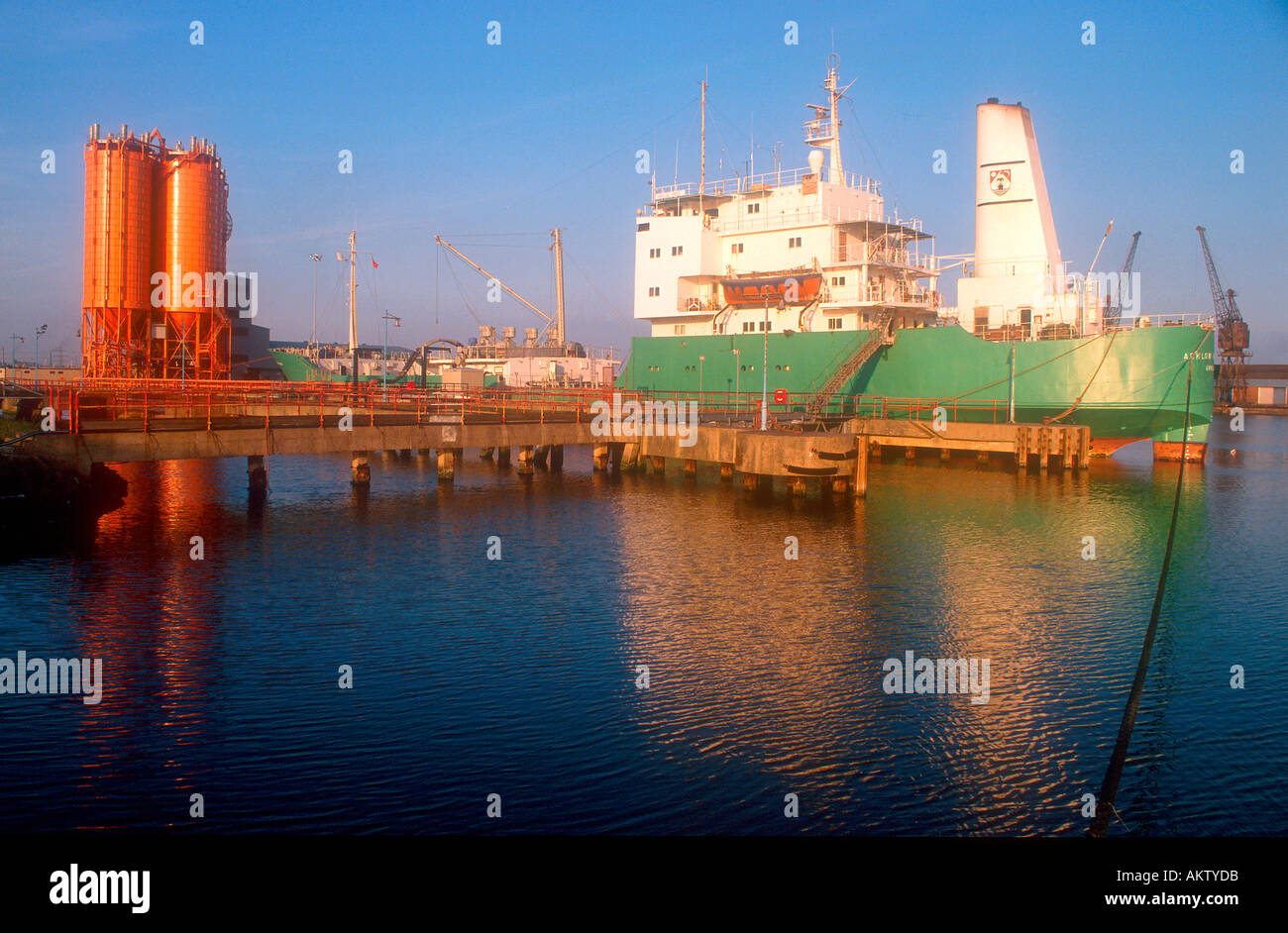 Cement Silos and Docked Ship Newport Docks South East Wales Stock Photo ...