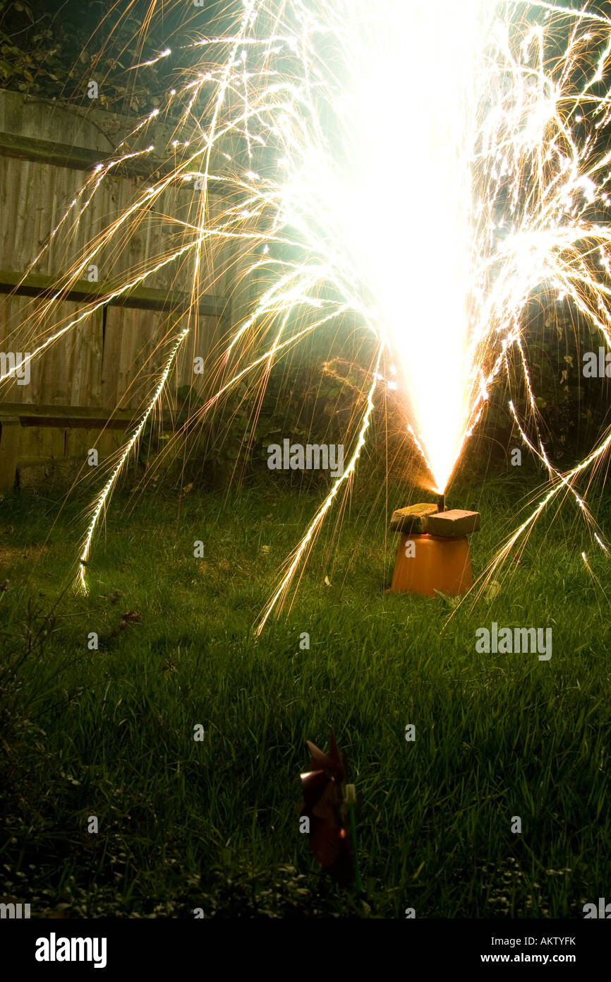 Back garden fireworks Stock Photo - Alamy