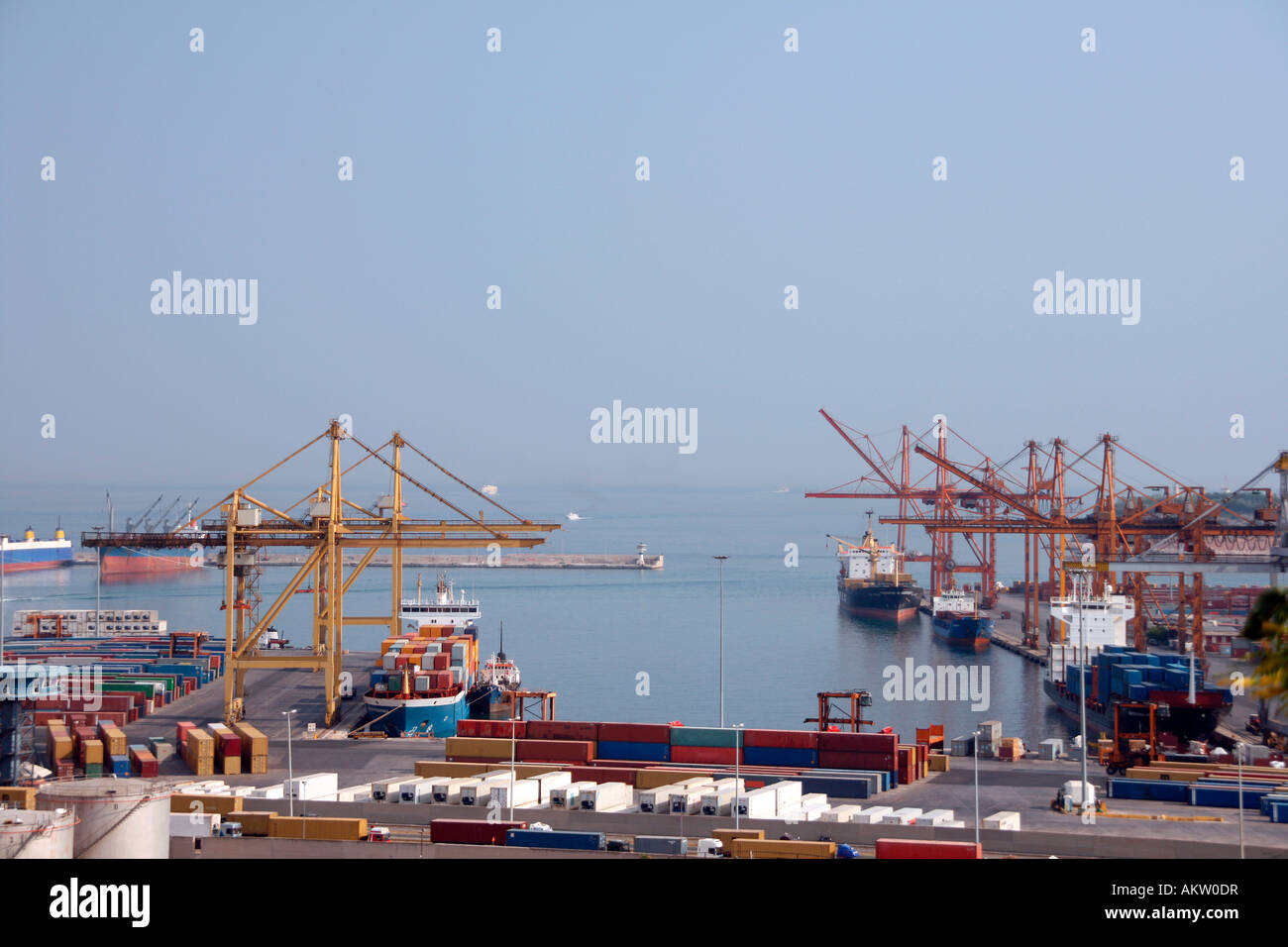 shipping industry cargo ship and containers at the port of piraeus ...
