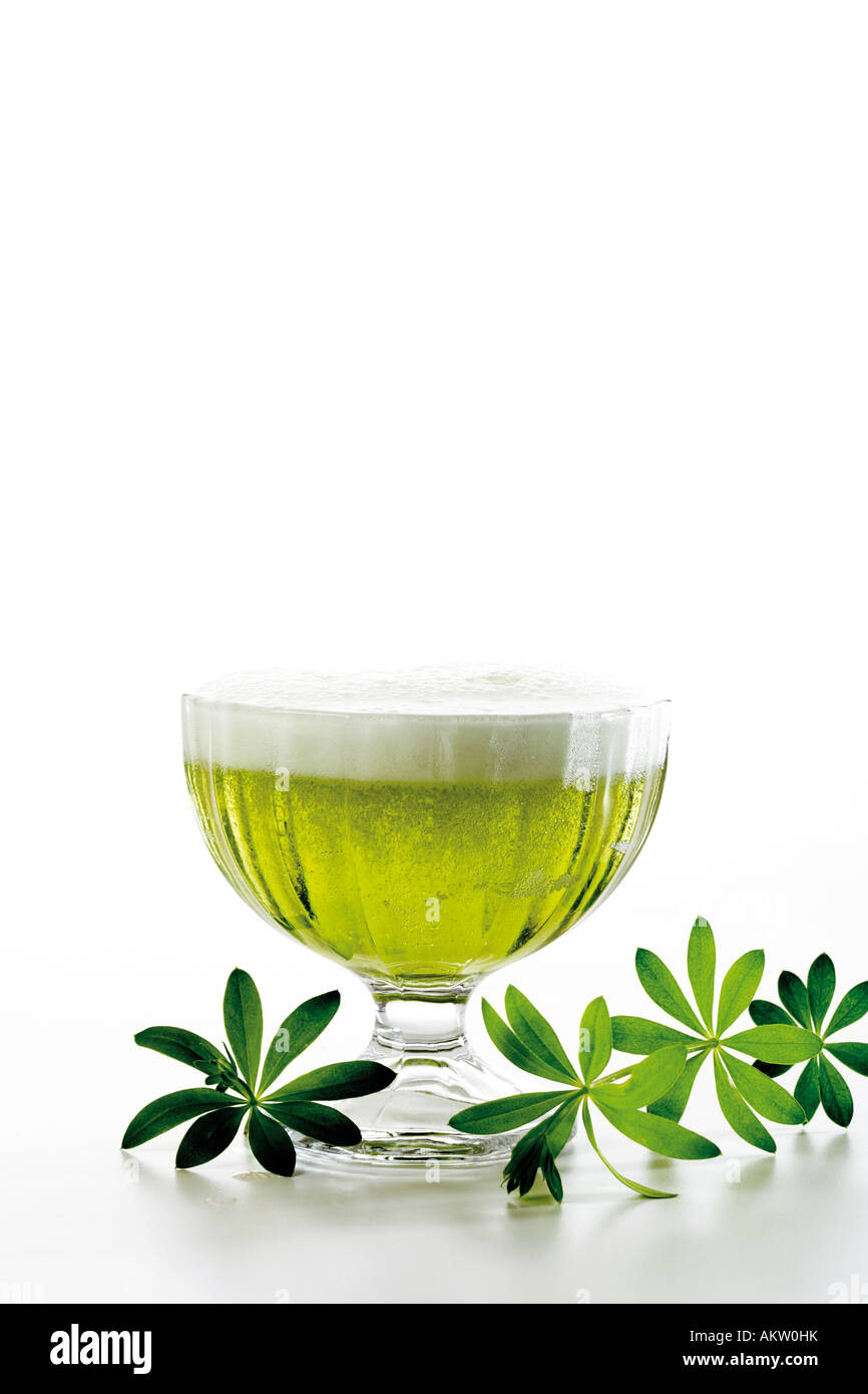 Berliner Weisse, beer with woodruff syrup, close-up Stock Photo - Alamy