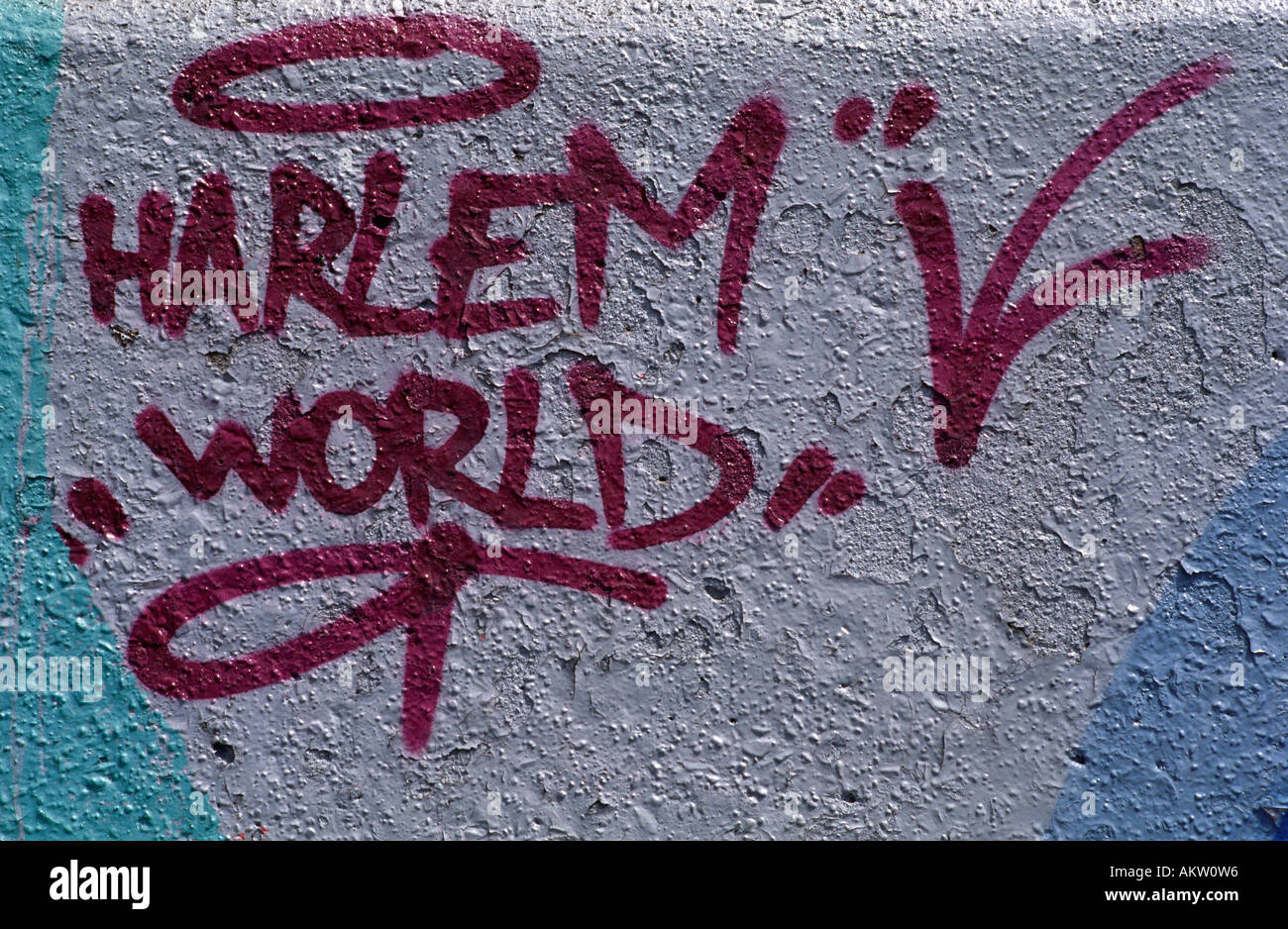 Manhattan New York USA Harlem World graffiti Stock Photo - Alamy