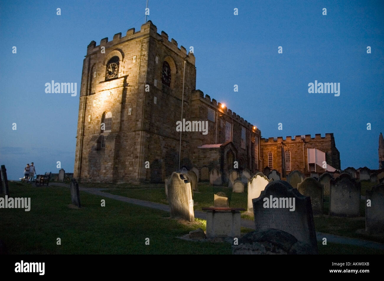 St. Marys Church, Whitby, at Dusk Stock Photo - Alamy
