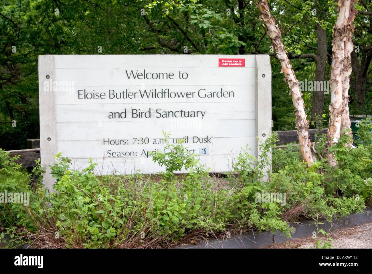 Welcome sign leading into the Eloise Butler Wildflower Garden and Bird ...