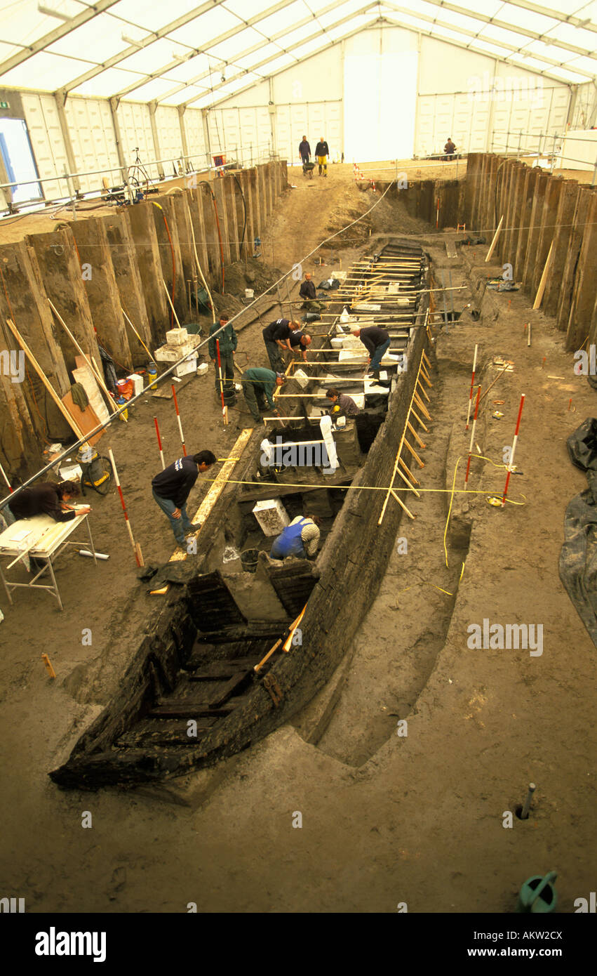 Leidsche Rijn de Meern a roman ship is being recovered by a team of ...