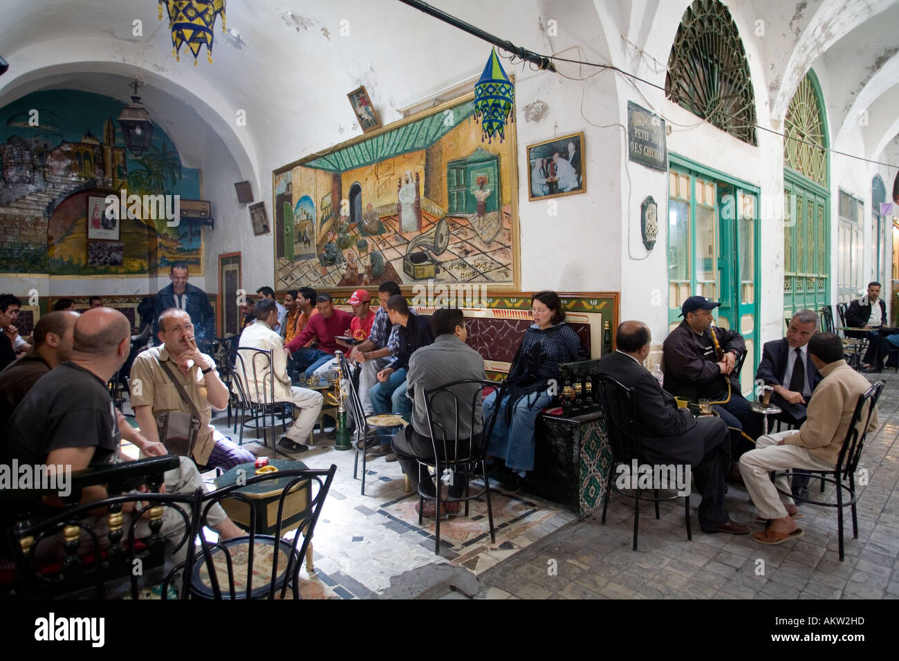 Cafe at Souk des Chechias Medina Tunis Tunisia Stock Photo - Alamy