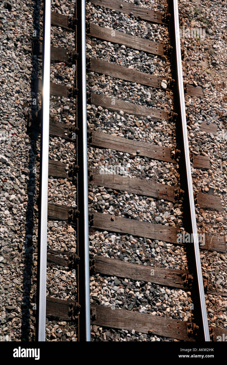 train rails vertical closeup for background use transportation industry ...