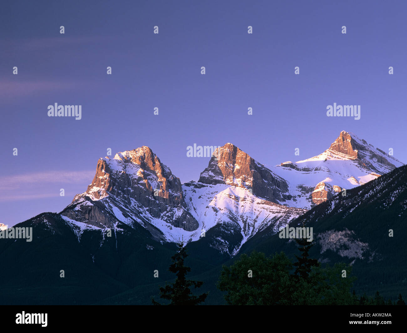Canmore Alberta Canada THE THREE SISTERS MOUNTAIN RANGE in the Rocky ...