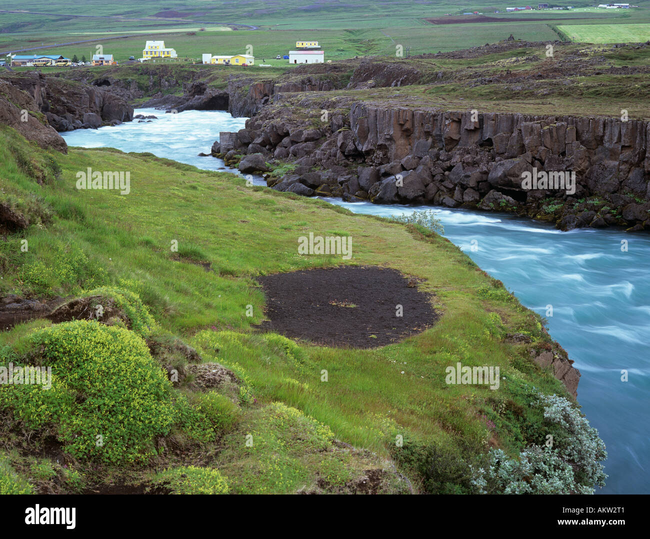 Godafoss Iceland Skjalfandafljot River below Godafoss waterfall or ...