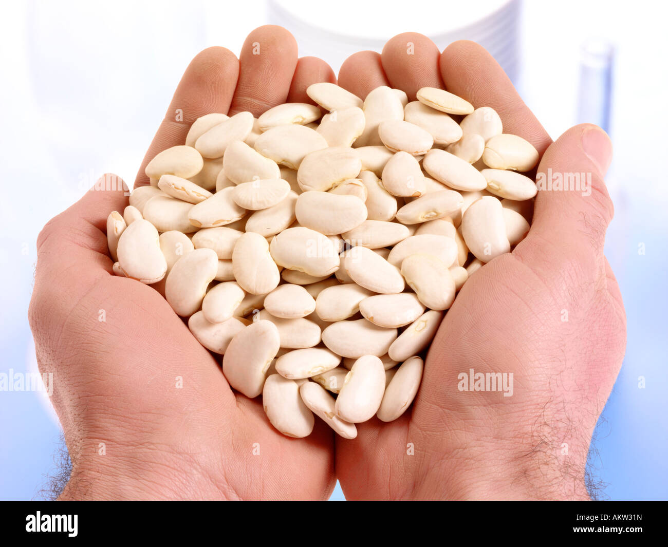 HANDFUL OF BUTTER BEANS Stock Photo - Alamy