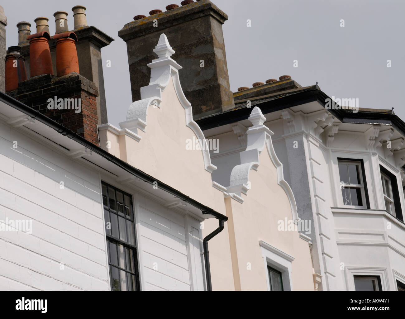 Dutch style facade of a house in the white painted colonnade of the ...