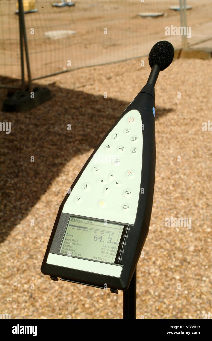 Noise monitoring equipment on building site in the uk Stock Photo - Alamy