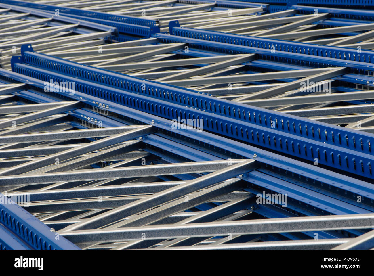 Steel racking waiting to be fitted on a building site in the UK Stock ...