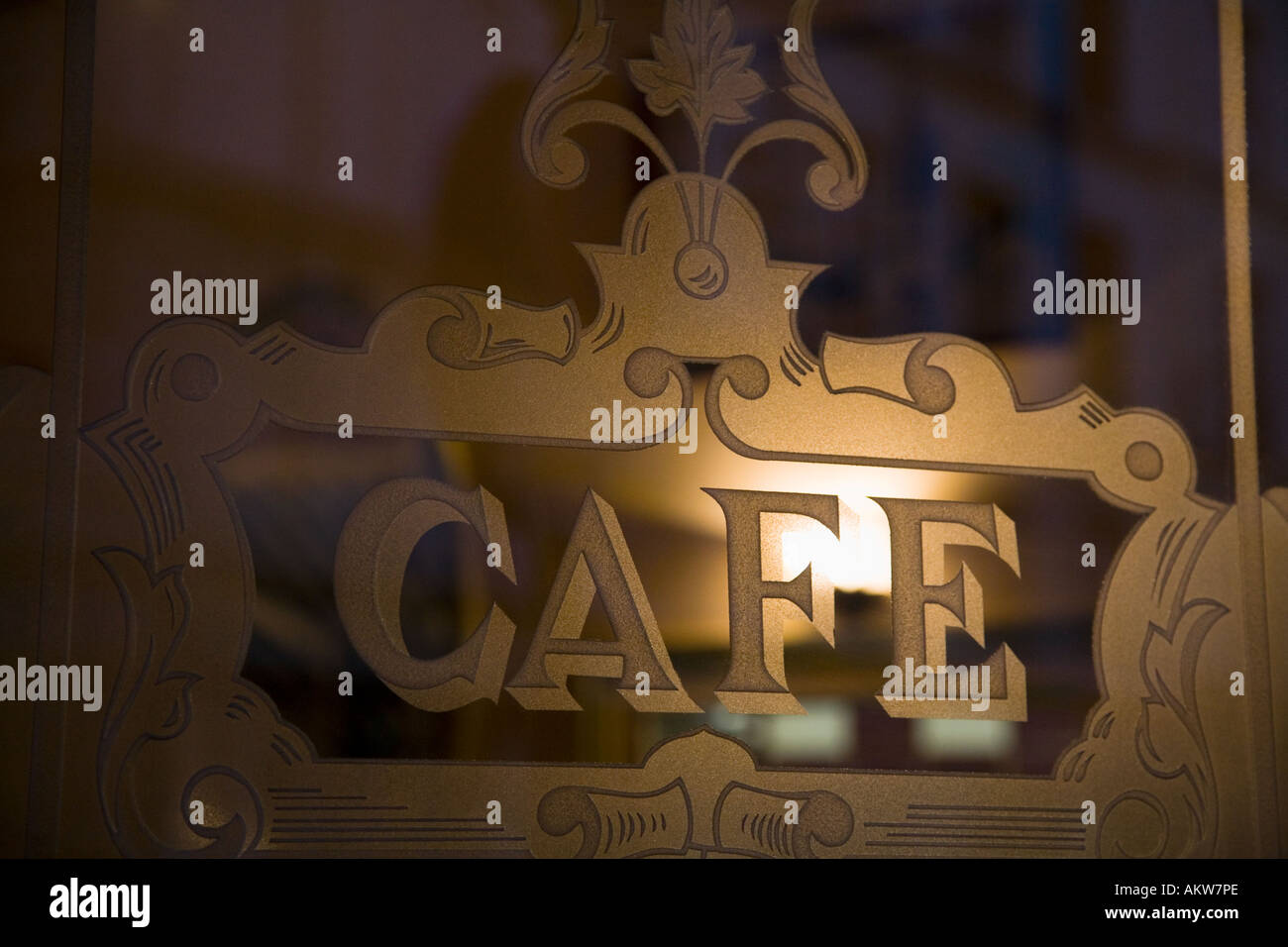Cafe window Paris France Stock Photo - Alamy