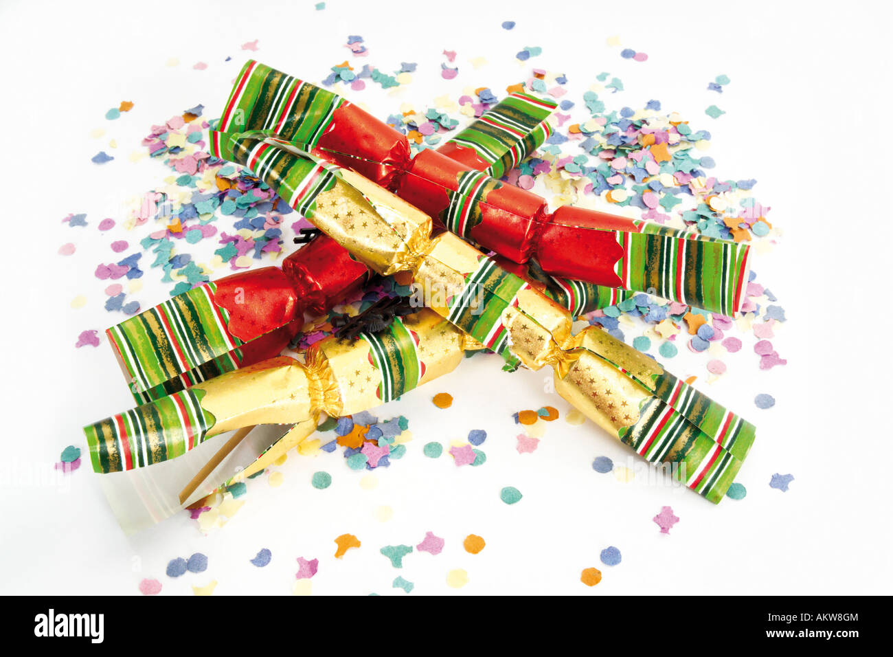 Crackers and confetti, close-up Stock Photo - Alamy