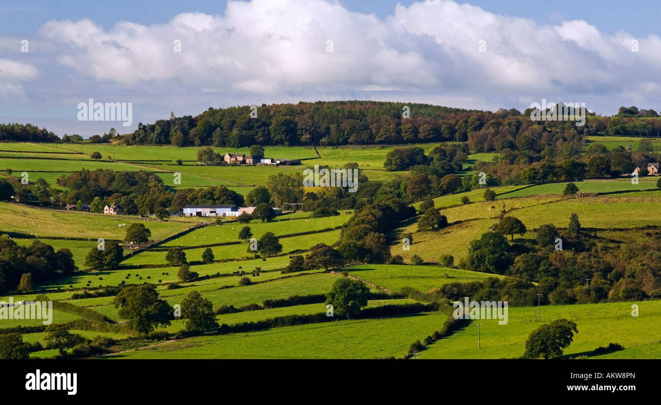 Landscape of farmland countryside near Crich near Matlock in Derwent ...