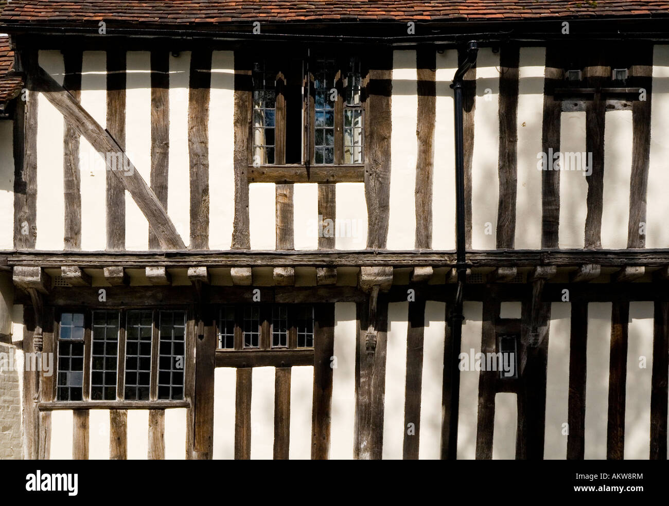 Half timbered traditional buildings in historic Lavenham Village ...