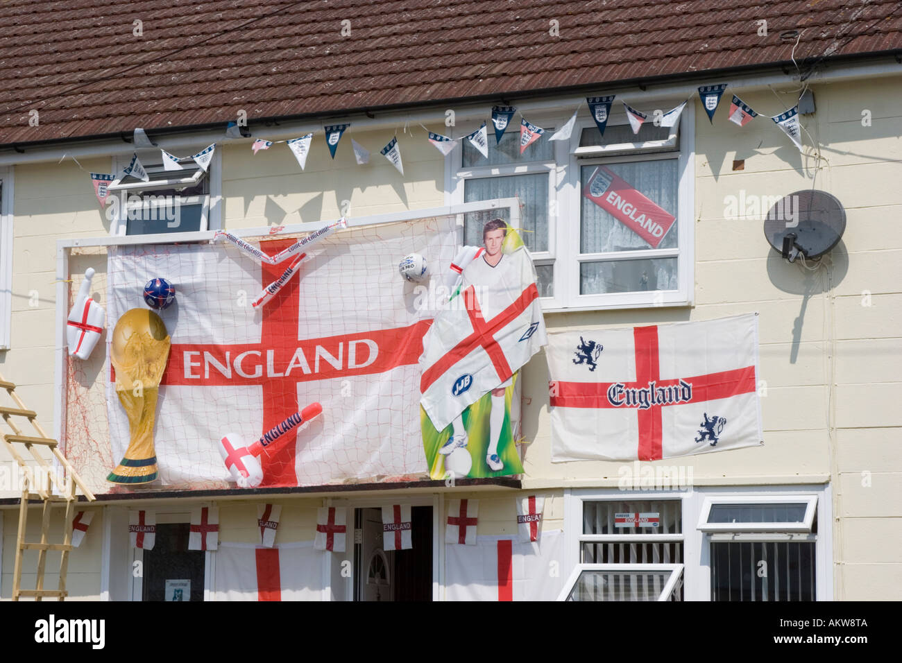 Fanatical England football team supporter s house with England flags ...