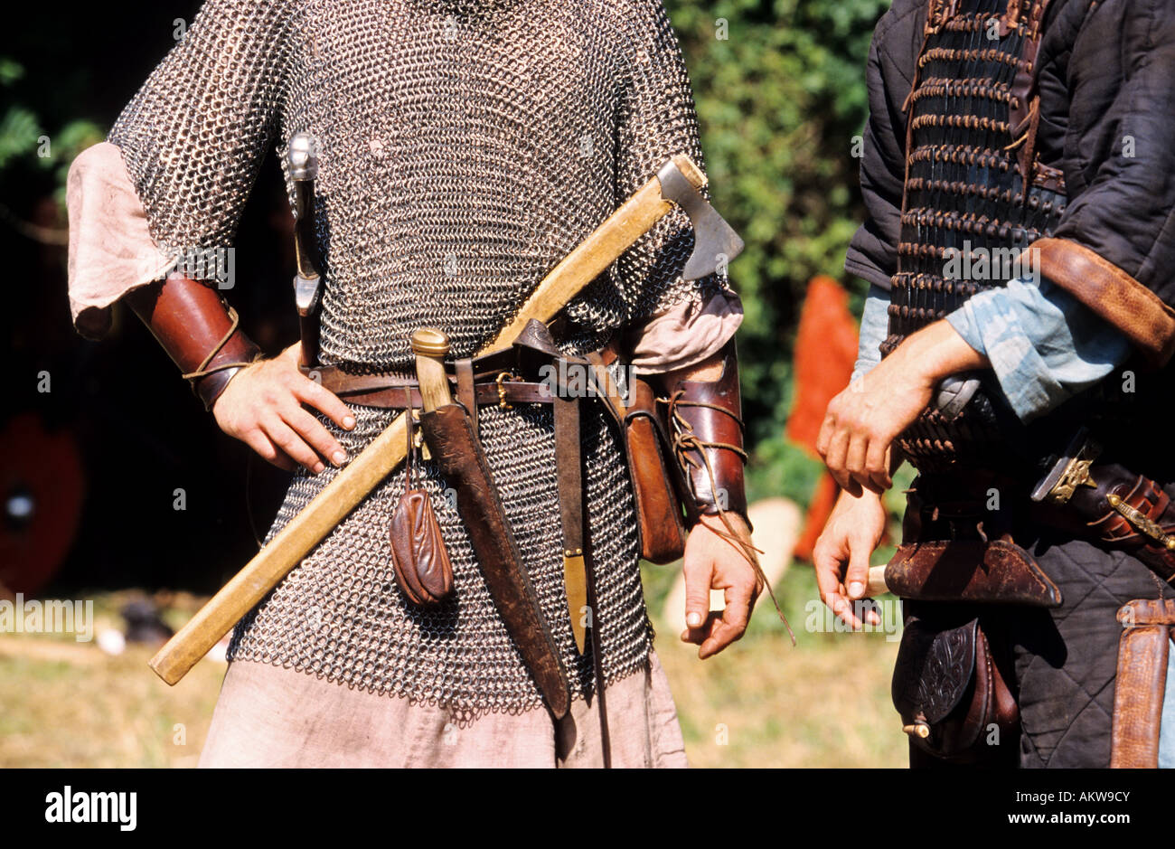 Danemark, Jutland, Moesgaard, reconstitution of a viking assembly Stock ...