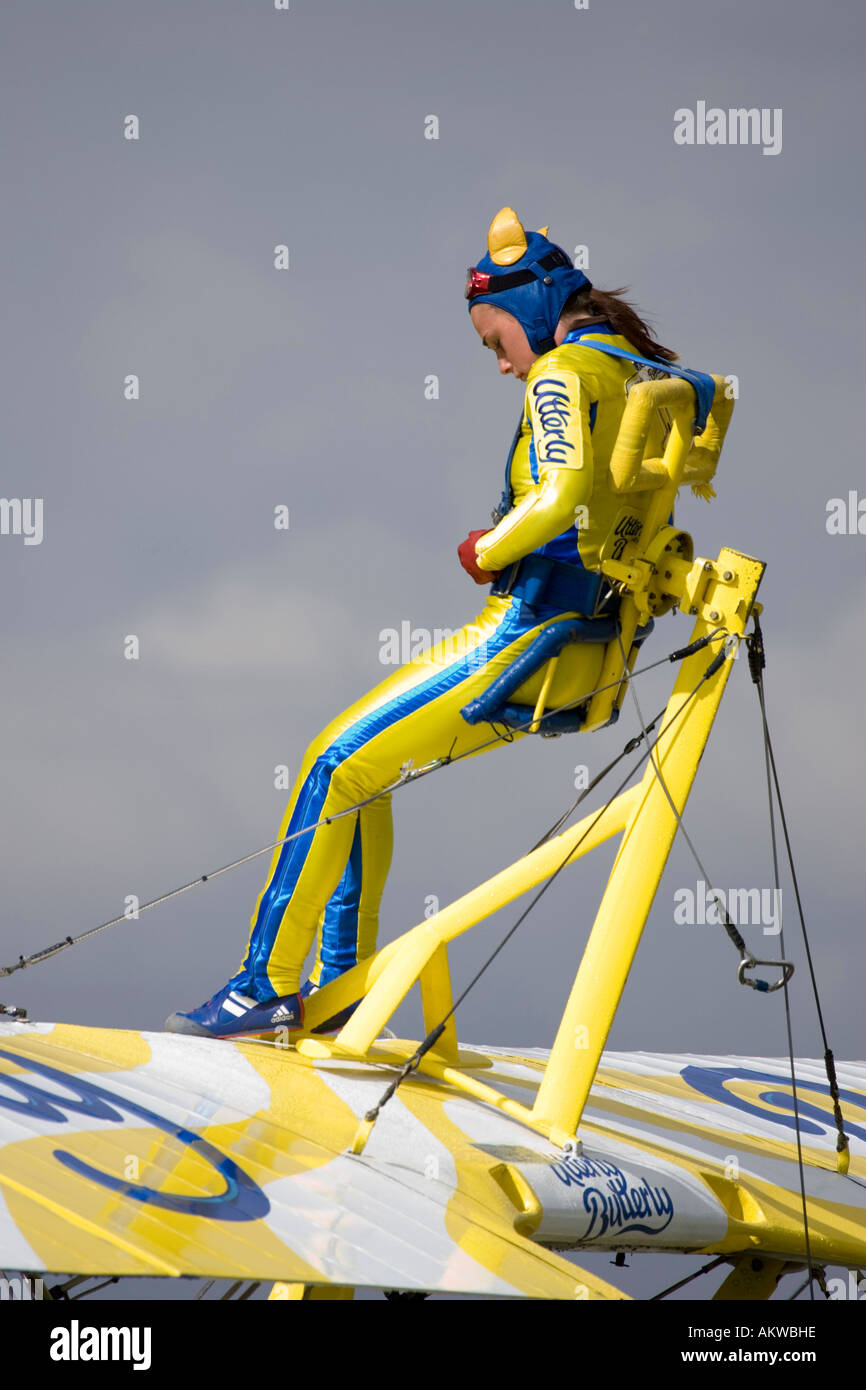 Biplane a wing walker hi-res stock photography and images - Alamy